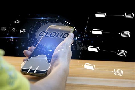 Cloud Computing Concept Connect Device To Cloud Business Man Or