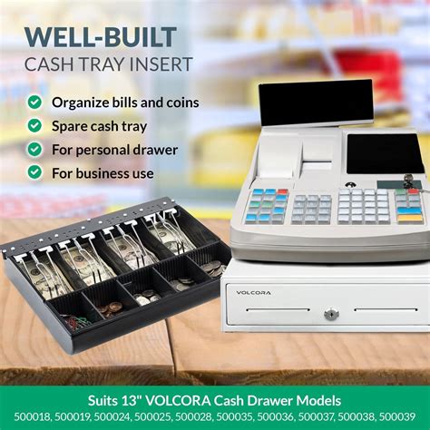 13 Cash Drawer Tray 11 7 X 10 3 X 2 3 Inch 4 Bill 5 Coin Volcora