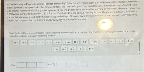 Solved Active Learning Vs Passive Learning Feelings Of Chegg