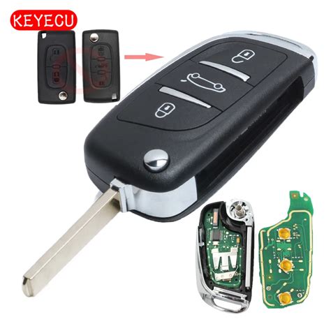 Keyecu DS Modified Folding Remote Key Fob 3 Button For Citroen C2 C3