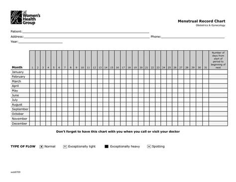 Create Your Free Printable Menstrual Record Chart Menstrual Cycle