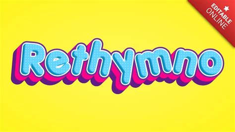 Rethymno Custom Cartoon Style 3d Text Effect Generator