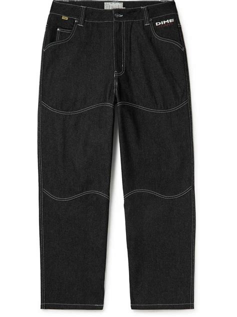 Dime Djco Straight Leg Logo Embroidered Jeans Black Dime