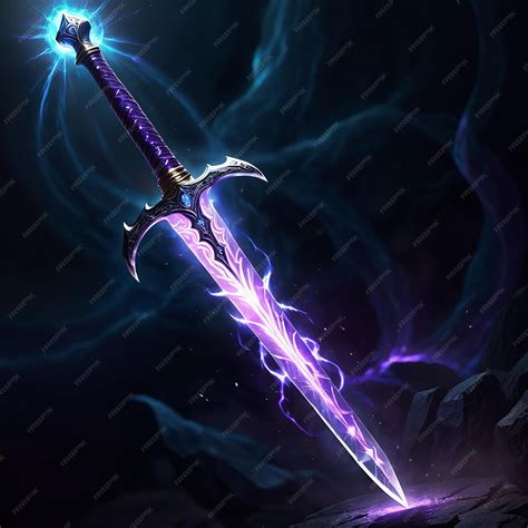 A Purple Sword With A Purple Handle Is Shown In This Image Premium Ai