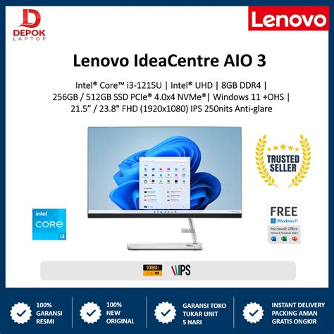 Jual Lenovo PC AIO Ideacentre 3 24 I3 1215 8GB 512GB Windows 11 OHS 23 8FHD IPS Shopee Indonesia