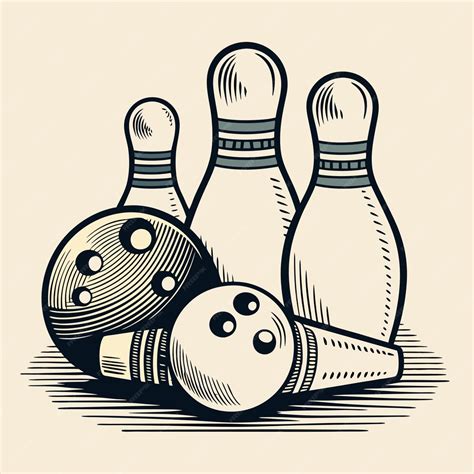 A Drawing Of Bowling Pins And Bowling Ball With A Drawing Of Bowling
