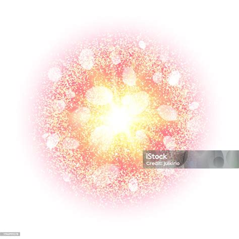 흰색에 고립 된 금 반짝이는 요소와 추상적 인 폭발 빛나는 별의 버스트 분홍색 빛과 먼지 불꽃 빛 효과 스파클 스플래시 파우더 배경 벡터 그림입니다 가루눈에 대한 스톡 벡터