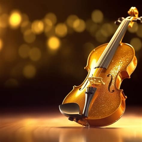 Premium Ai Image A Violin With Gold Glitters And A Bow On It