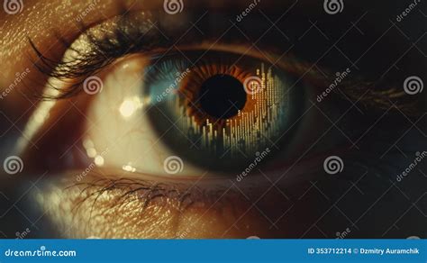High Resolution Image Of A Human Eye Reflecting Binary Code With Room