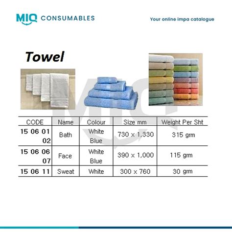 150606 Towel Hand White 50 X 100 Cm Miq Consumables