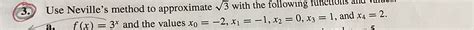 Use Neville S Method To Approximate 32 With The Chegg