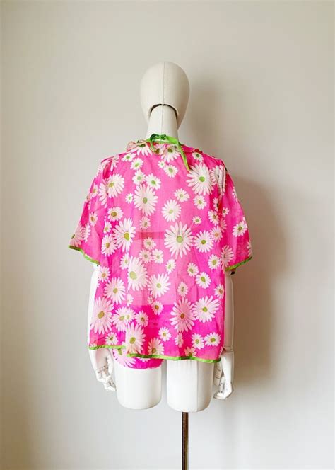 Neon Flower Bikini Pink And Green 1960s Beach Party Re Gem