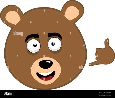 Vector Illustration Face Brown Bear Grizzly Cartoon Making A Call Me