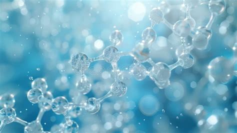 Abstract Molecular Structure With Glowing Particles On A Blue