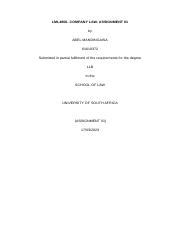 LML COMPANY LAW ASSIGNMENT Docx LML COMPANY LAW ASSIGNMENT By ABEL