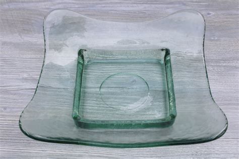 Sea Glass Green San Miguel Recycled Glass Bowl Modern Square Freeform