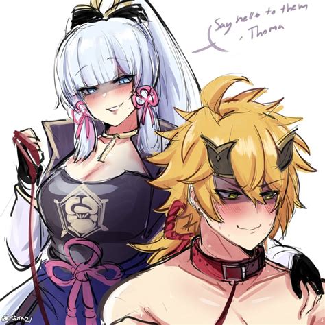 Kamisato Ayaka And Thoma Genshin Impact Drawn By Kurenaizkuayrenaiz