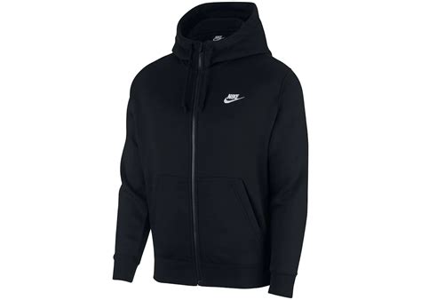 Nike Sportswear Club Fleece Full Zip Hoodie Black Black White Mens Gb