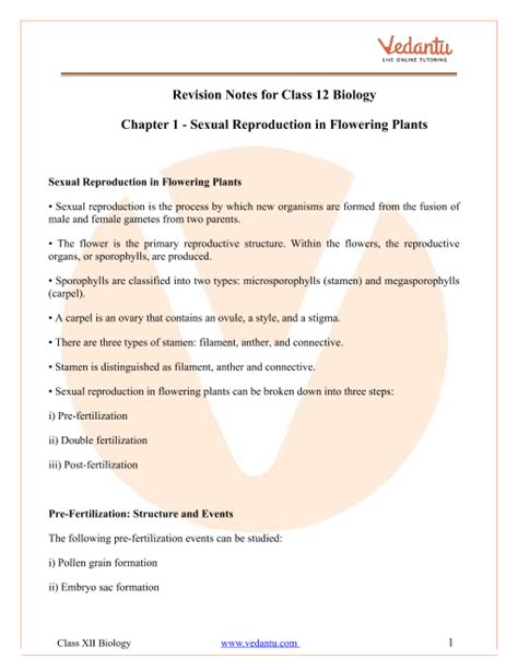 Cbse Class 12 Biology Chapter 1 Reproduction In Organism Revision