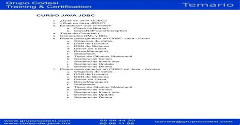 Curso Java Jdbc · Tipos De Conexión 5 Comandos Dml Y