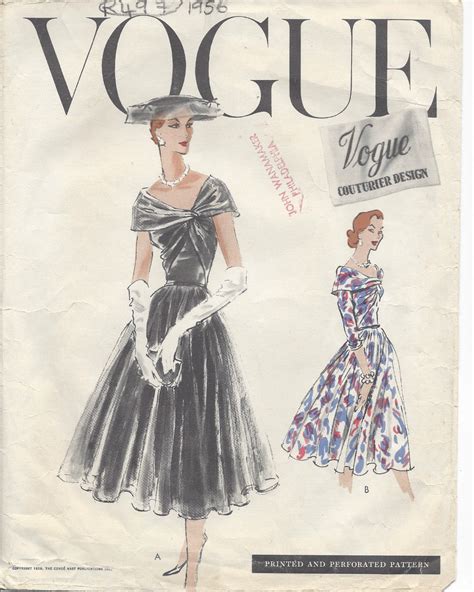 1956 Vintage VOGUE Sewing Pattern DRESS B32 R497 By VOGUE 914 The