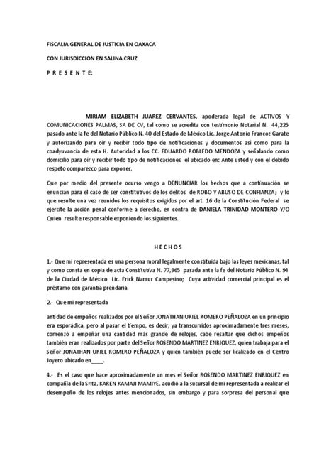 Denuncia Penal Pdf Justicia Crimen Y Violencia