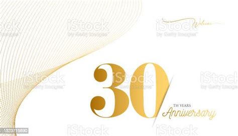 기념일 로고 템플릿 고립 기념일 아이콘 라벨 기념일 기호 스톡 일러스트 골드 컬러 손 글자 템플릿 해피 애니버서리 인사말 템플릿 30th Anniversary에 대한 스톡
