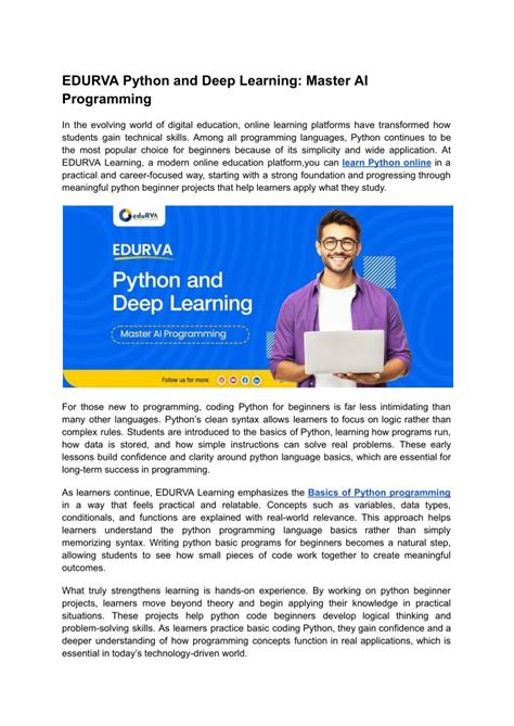 Ppt Edurva Python And Deep Learning Master Ai Programming Powerpoint