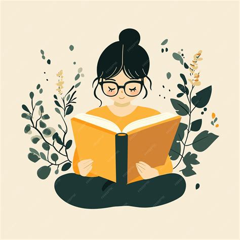 Vector Girl Reading Book Flat Style Generative Ai Premium Ai