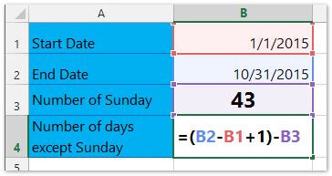 How To Count The Number Of Days Except Sunday Weekends In Excel