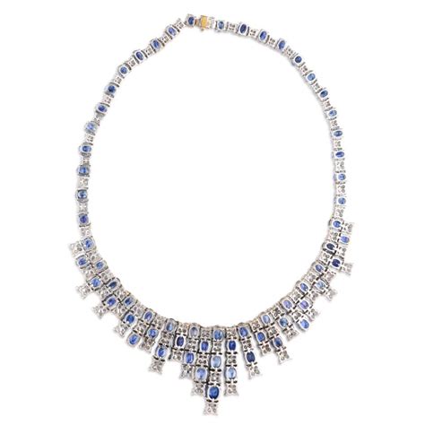 White Gold Ceylon Sapphire And Diamond Necklace Available For