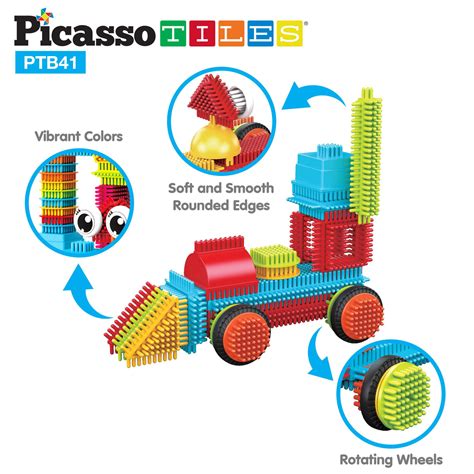 Picassotiles 41 Piece Hedgehog Building Blocks Set With Idea Booklet