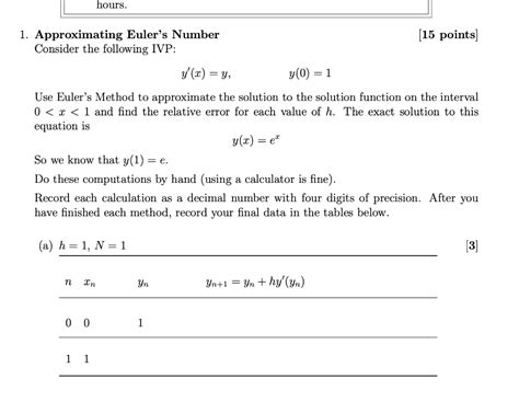 Solved Approximating Euler S Number Points Consider Chegg