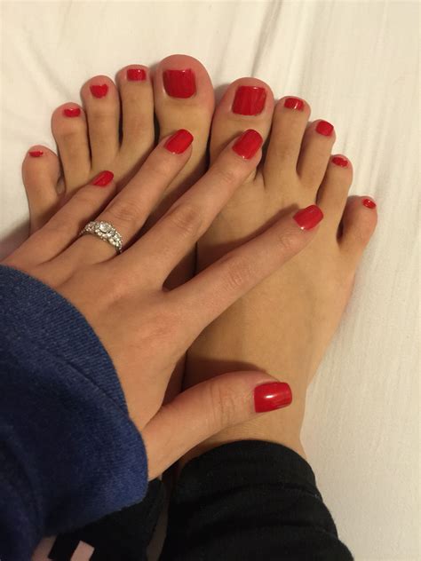 Love Red Nails Shellac Mani Pedi In 2024 Red Pedicure Chic Nails Red Nails
