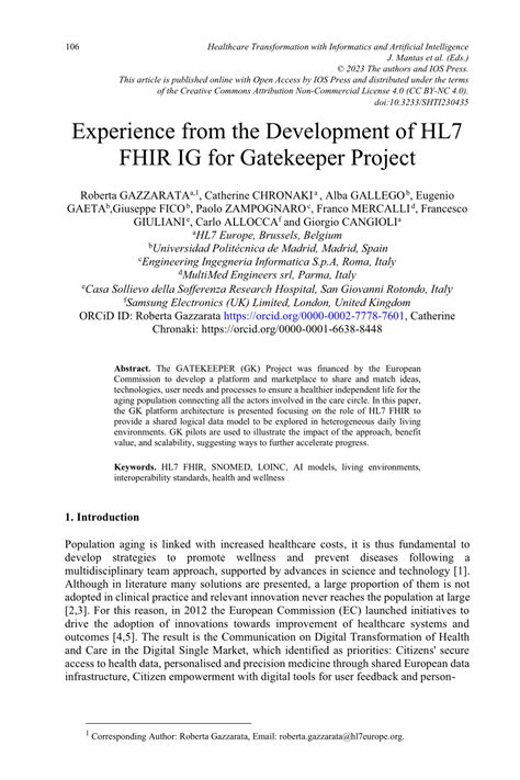 Pdf Experience From The Development Of Hl Fhir Ig For Gatekeeper Project
