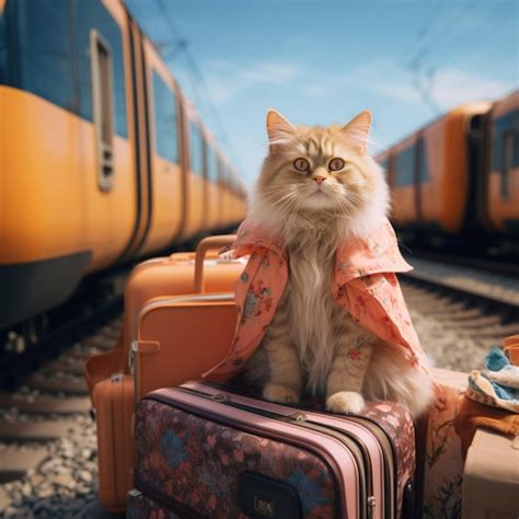 Premium Photo Purr Fect Vacation Cat Travel Concept Brings Humor And