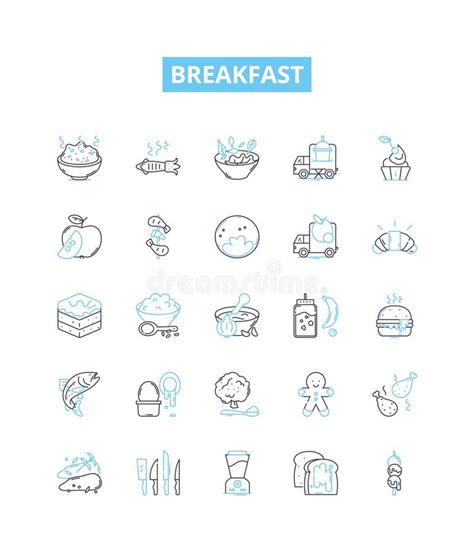 Breakfast Vector Line Icons Set Eggs Toast Oatmeal Pancakes Cereal