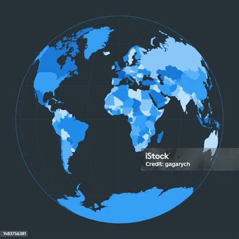 World Map Gilberts Twoworld Perspective Projection Futuristic World Illustration For Your