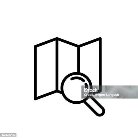 흰색 배경에 격리 된 돋보기 벡터 여행 개념으로 종이 탐색매핑 0명에 대한 스톡 벡터 아트 및 기타 이미지 0명 개념