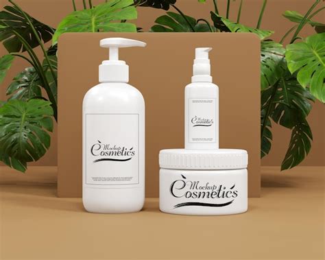 Maqueta cosmética con diseño blanco pastel natural Archivo PSD Premium