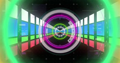 Animation Of Scope Scanning Over Neon Tunnel Of Data Transfer Stock Video Video Of Transfer