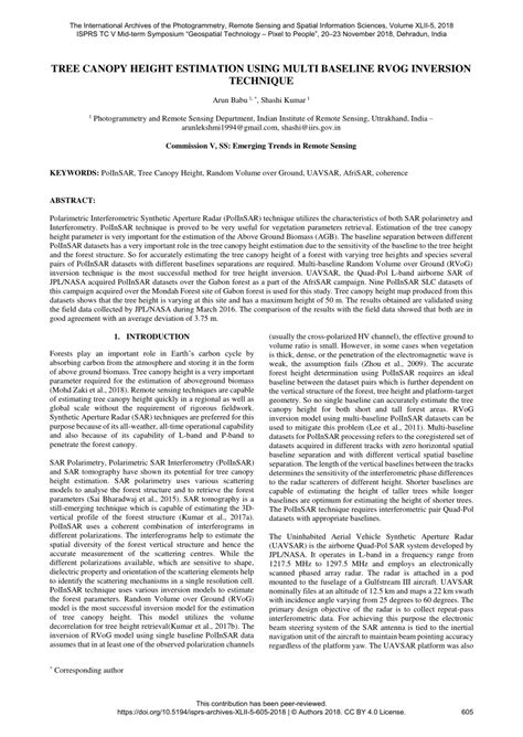 Pdf Tree Canopy Height Estimation Using Multi Baseline Rvog Inversion Technique