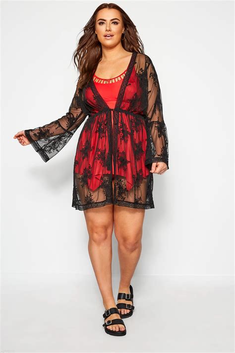 Black Floral Mesh Cover Up Yours Clothing