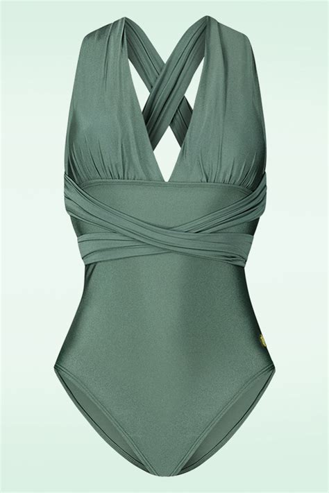 Tc Beach Multiway Swimsuit En Vert Scintillant Acheter Chez Topvintage