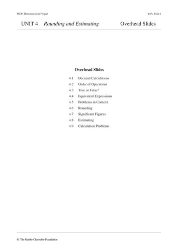 Ks3 Rounding And Estimating Mep Unit 4 Teaching Resources