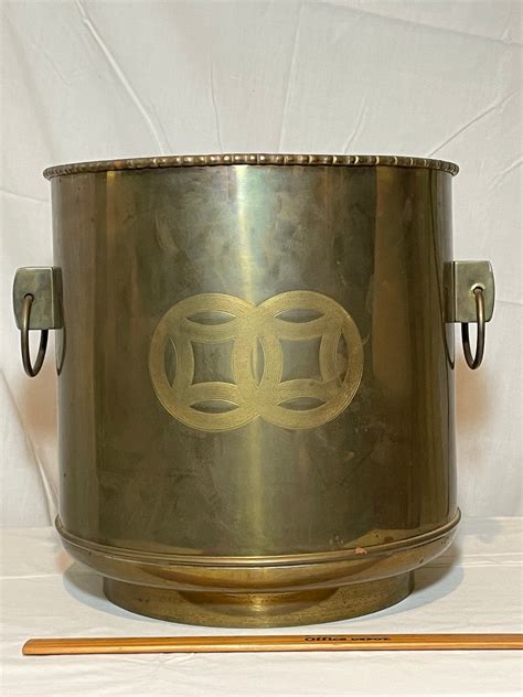 Vintage Brass Planter With Asian Design Etsy