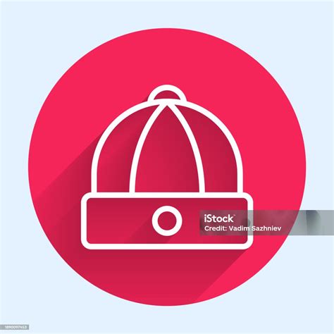 長い影の背景で隔離された白い線の中国の帽子のアイコン赤い丸ボタンベクトル アイコンのベクターアート素材や画像を多数ご用意 アイコン