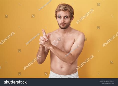 Caucasian Man Standing Shirtless Wearing Sun Stock Photo Shutterstock