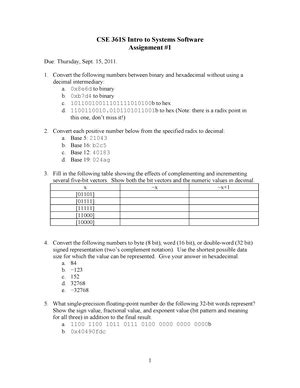 CSE361S 2011 2012 Assignment 2 CSE 361S Intro To Systems Software