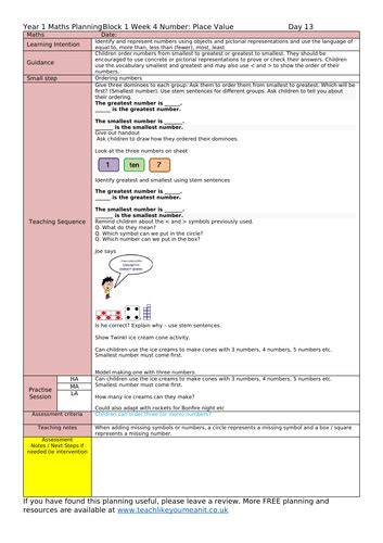 Year 1 Autumn Mastery Maths Block 1 Week 4 Place Value Teaching Resources